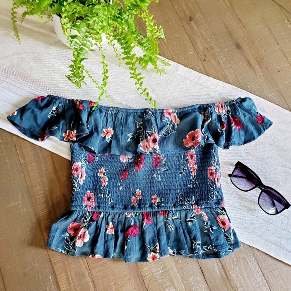 B.O.G. Collective | Tops | Bog Collective Blue Pink Floral Renched ...